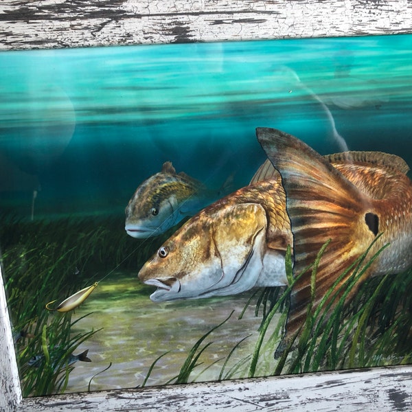Tailing Redfish Art Print Fish Painting. Redfish Wall Art Gift for a ...
