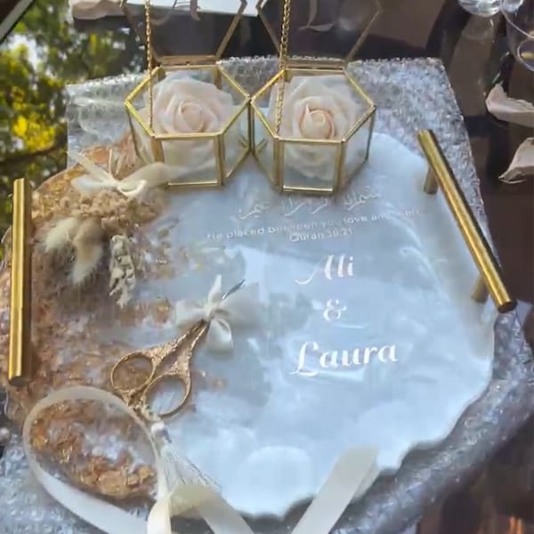 Handmade Wedding Tray, Engagement Tray, Wedding Gift, Personalized ...
