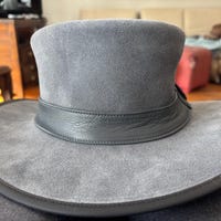Australian Hand Crafted Black Leather Slash Style / Tribute Top Hat ...