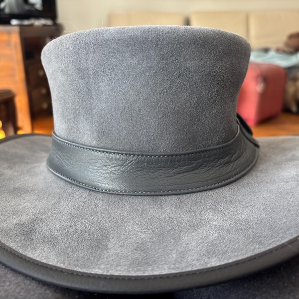 Black Suede Leather Clint Eastwood Pale Rider Style Western Outlaw Mens ...