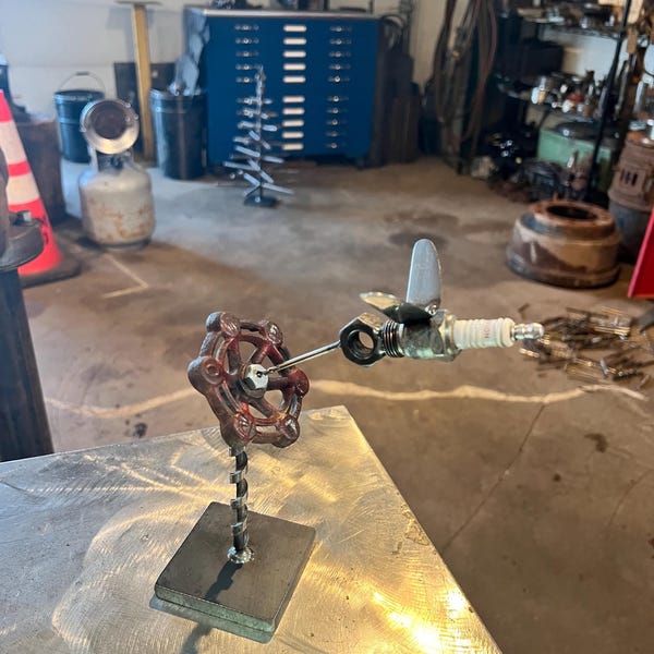 Spark Plug Hummingbird & Flower Sculpture – Removable – Recycled Steel ...
