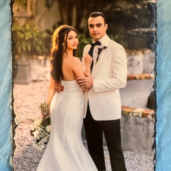 Slate Wedding Photo - PERSONALIZED Photo on Rock Slate Makes Beautiful ...