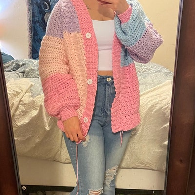 Crochet Colorblock Cardigan Written Pattern Beginner-friendly - Etsy