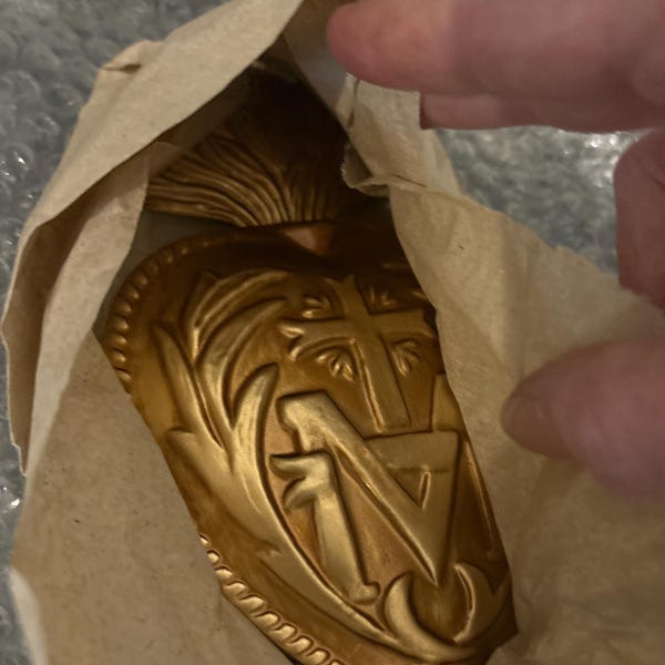 Sacred Heart Large Embossed Prayer Box or Rosary Box in Gold Antique ...