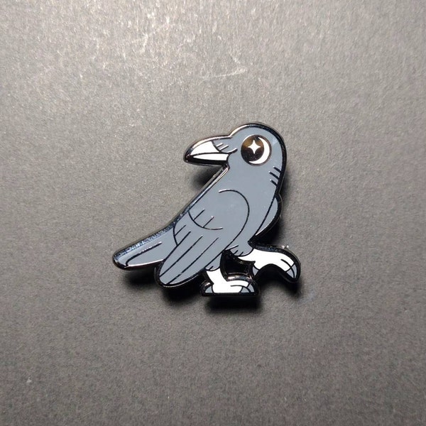 Crow Enamel Pin / Carrion Crow Jewellery / Cute Goth Bird / Lapel Pin ...