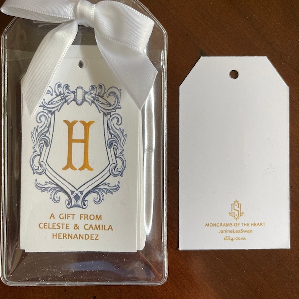 Script Monogram Gift Tags Elegant Script Initials Gift Cards Script ...