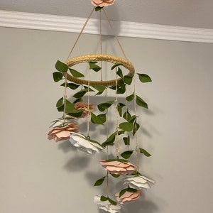 Felt Flower Mobile, Rose Mobile, Flower Mobile, Floral Mobile, Blush ...