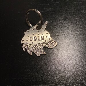 Wolf Dog Tag, Dog Tag for Dogs, Hand Stamped, Dog Tag, Mountain, Tree ...