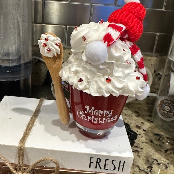 Faux Coffee Christmas Mug Topper Christmas Tier Tray Decor Gingerbread ...