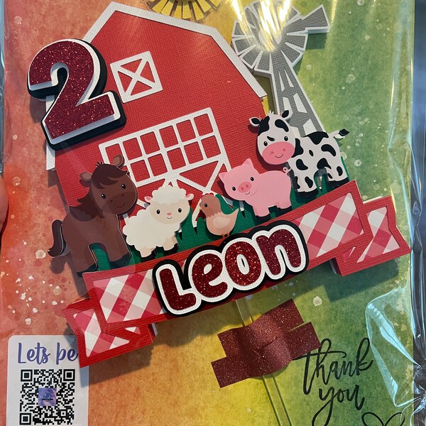 Farm Cake Topper | Barn Cake Topper | Farm Birthday Party | Farm Theme ...