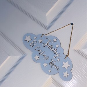 Name Cloud Nursery Cloud Sign Personalised Childrens Bedroom Door Sign ...