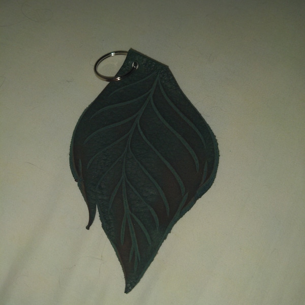 Leather Leaf Keychain - Etsy