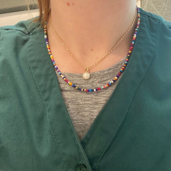 Multicolor Beaded Choker, Vsco, Rainbow, Beach Vibe, Summer, Dainty ...