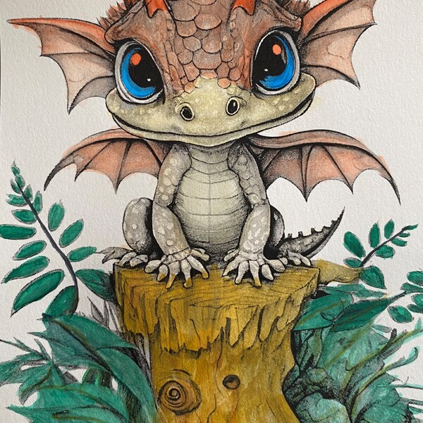 24 Baby Woodland Dragon Fantasy Coloring Page Book, Adults + Kids ...