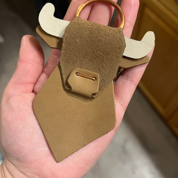 Cow Keyring Accessory Leather Key Ring Cute Cow Rearview Mirror ...