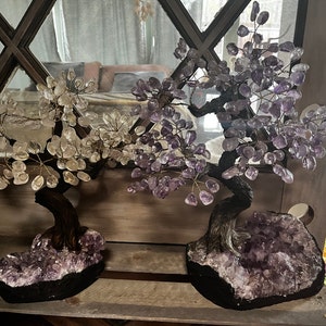 14 Tall Handmade Gemstone Tree W/ Crystal Cluster Base, 180 Total Gems ...