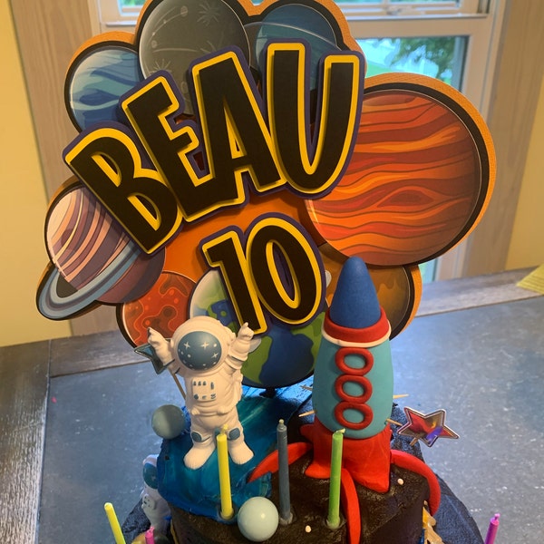 Custom Solar System Cake Topper - Space Cake Topper, Planets Birthday ...