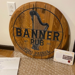 Whiskey Barrel Head Personalized Man Cave Home Bar Sign With - Etsy