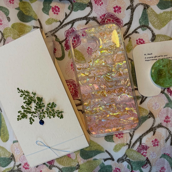 Real Mother of Pearl Green Phone Case for iPhone 16 15 14 13 12 11 Pro ...