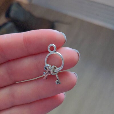 1 Tiny Key Ring Silver Tone Charm SC6552 - Etsy