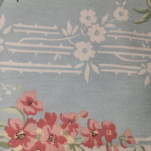 1988 Carleton V. Creations Fabric Sample Glazed Chinz Hand Screen Print ...