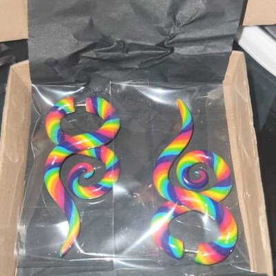 Multicolor Fake Ear Plugs, Fake Spiral Gauges Earrings, Boho Hippie ...