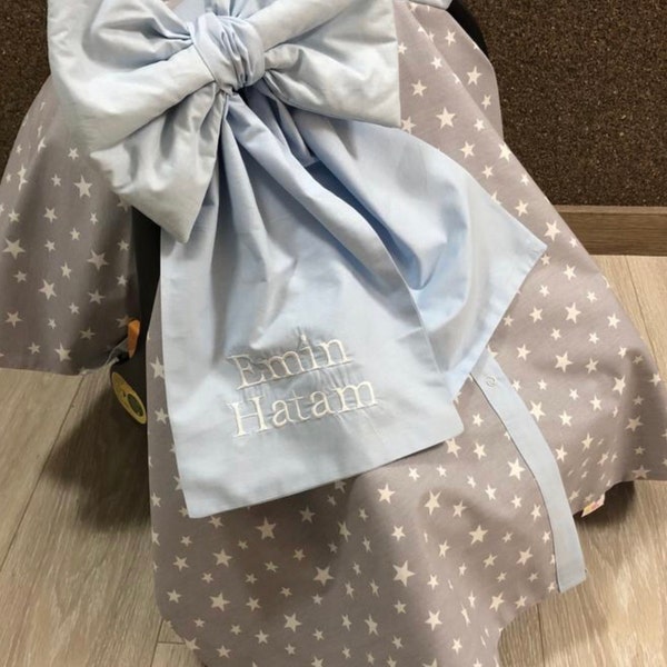 Gray Stars and Baby Blue Car Seat Canopy Cover for Baby Boy ...