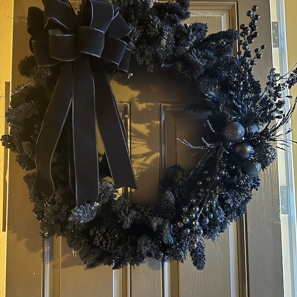 Black Velvet Christmas Tree Bow for Wreath, Lantern Bow Decoration ...