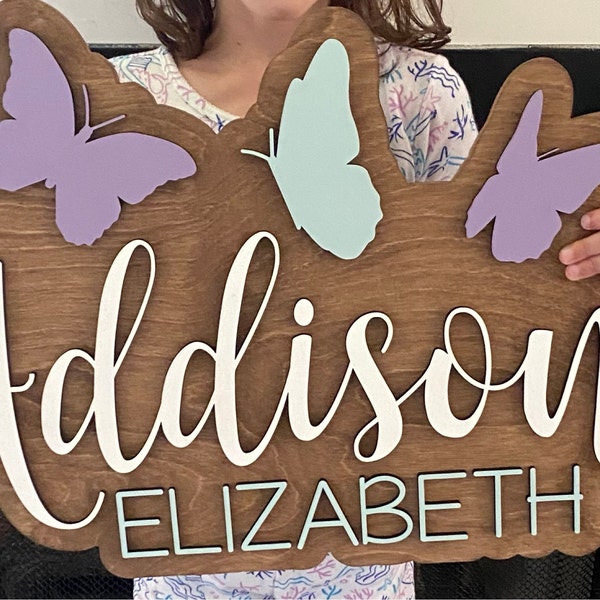 Butterfly Name Sign, Nursery Name Sign, Butterfly Nursery Decor, Name ...