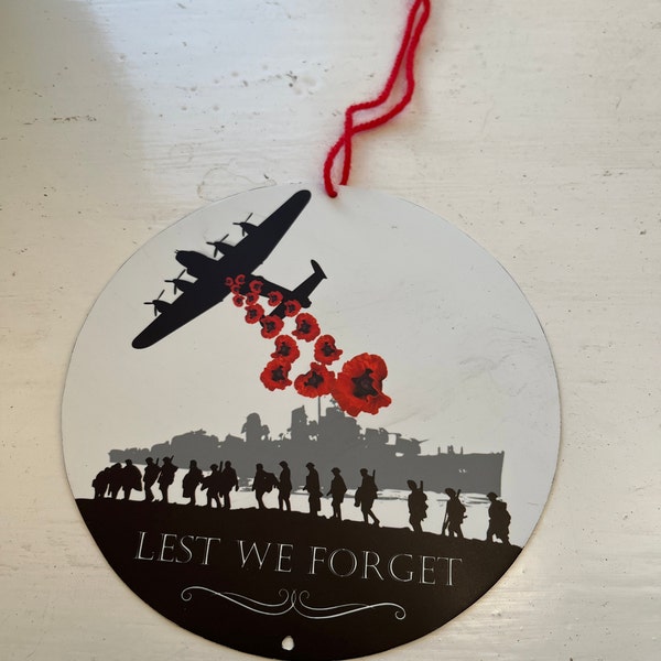 Lest We Forget Remembrance Wreath Sign, Poppy Day Sign, Round ...