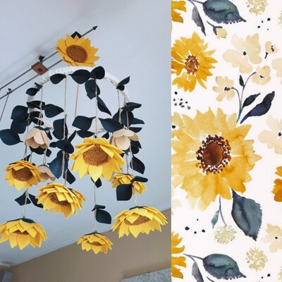 Flower Baby Mobile, Sunflower Mobile, Felt Flower Mobile, Floral Mobile ...