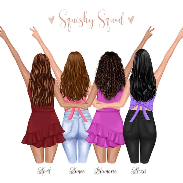 4 Friends Print, Best Friend Print Personalized, Best Friend Printable ...