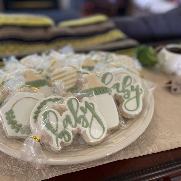 Greenery Baby Shower Cookies - One Dozen - Etsy