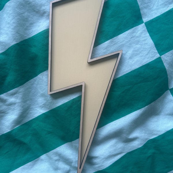 Wood Lightning Bolt Wall Hanging, Painted or Engraved Chequered ...