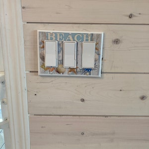 BEACH SEASHELLS Weathered Beach Wood Blue Crab Light Switch Cover Plate ...
