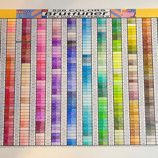 Kalour 300 Colored Pencil Swatch Chart - Etsy