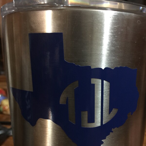 Texas Monogram Decal, Tumbler Decal Texas, Texas Outline Decal, State ...