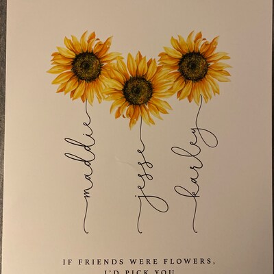 Personalised 3 Friends Print Friendship Print Best Friend Gift Bestie ...