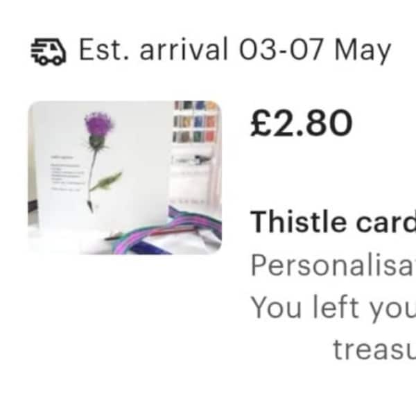 Thistle Card Purple Flower Card Can Be Personalised Card for Any ...