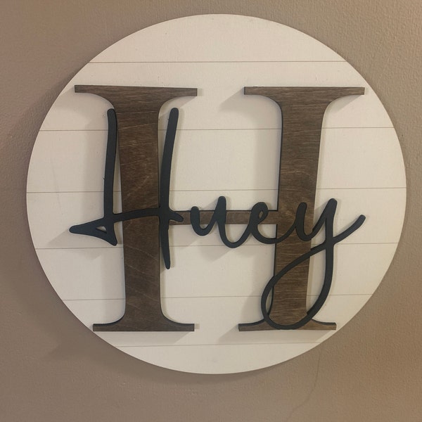Custom Family Monogram Sign, Round Monogram Sign, Family Name Sign ...