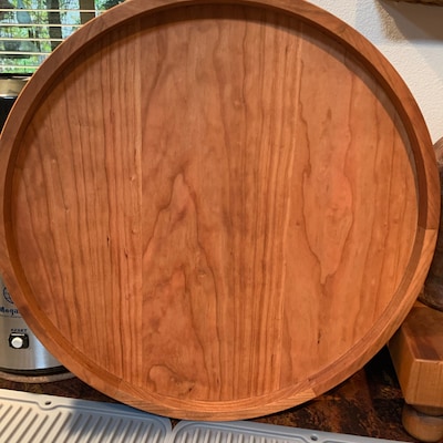 Extra Large Round Wood Tray / Cherry / Circle Coffee Table Ottoman Tray ...