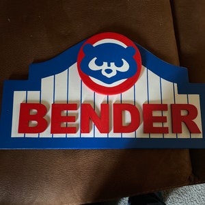 Chicago Cubs Name Sign cubbies Custom Made Wood Decor Sign Chicago Cubs ...