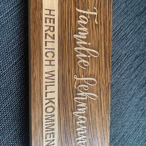 Name Plate Front Door Made of Solid Oak With Individual Engraving Door ...