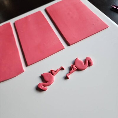 Long Skinny Rectangle With Diagonal Embossed Lines Set of 2 Polymer ...