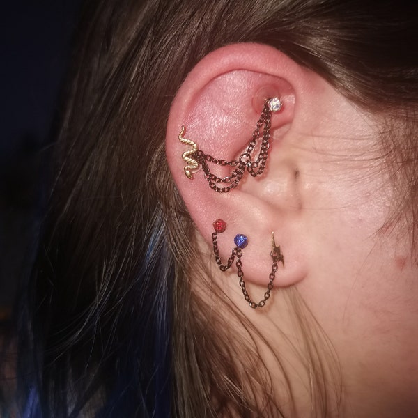 Stainless Steel Ear Piercing Chain: Industrial, Cartilage, Helix - Etsy