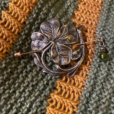Shamrock Shawl Pin, Clover Pin, Irish Pin, Sweater Pin, Scarf Pin ...