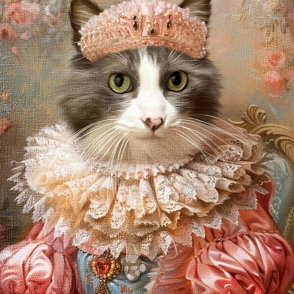 Renaissance Cat Portrait From Photo, Royal Cat Portrait, Cat Portrait ...