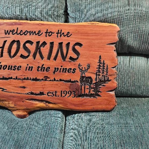 Live Edge Wood Sign - Wooden - Cedar - Carve - Cabin - Outdoor Sign ...