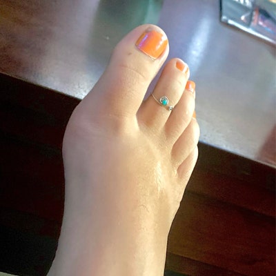 Beautiful Tiny Turquoise Bead Silver Single Wire Adjustable Toe Ring - Etsy