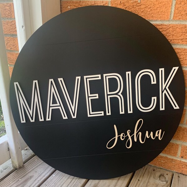 Round Wood Nursery Name Sign 24", Name Sign for Nursery Girl, Boy ...